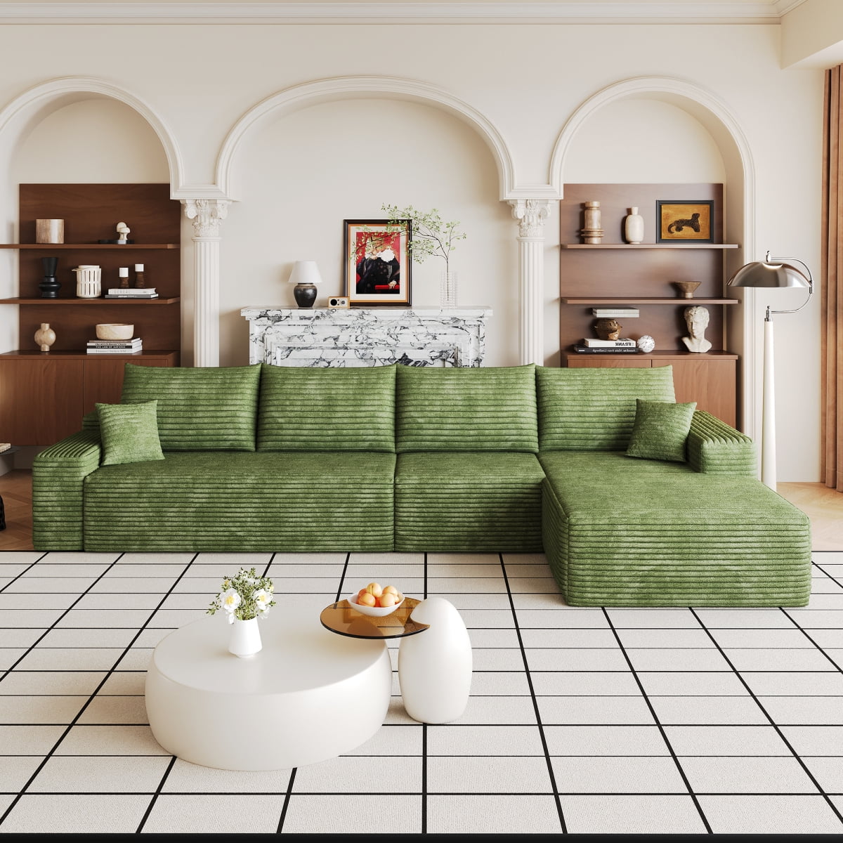 135-Inch Modular Sectional Sofa with Reversible L-Shaped Chaise, 4-Seat ...