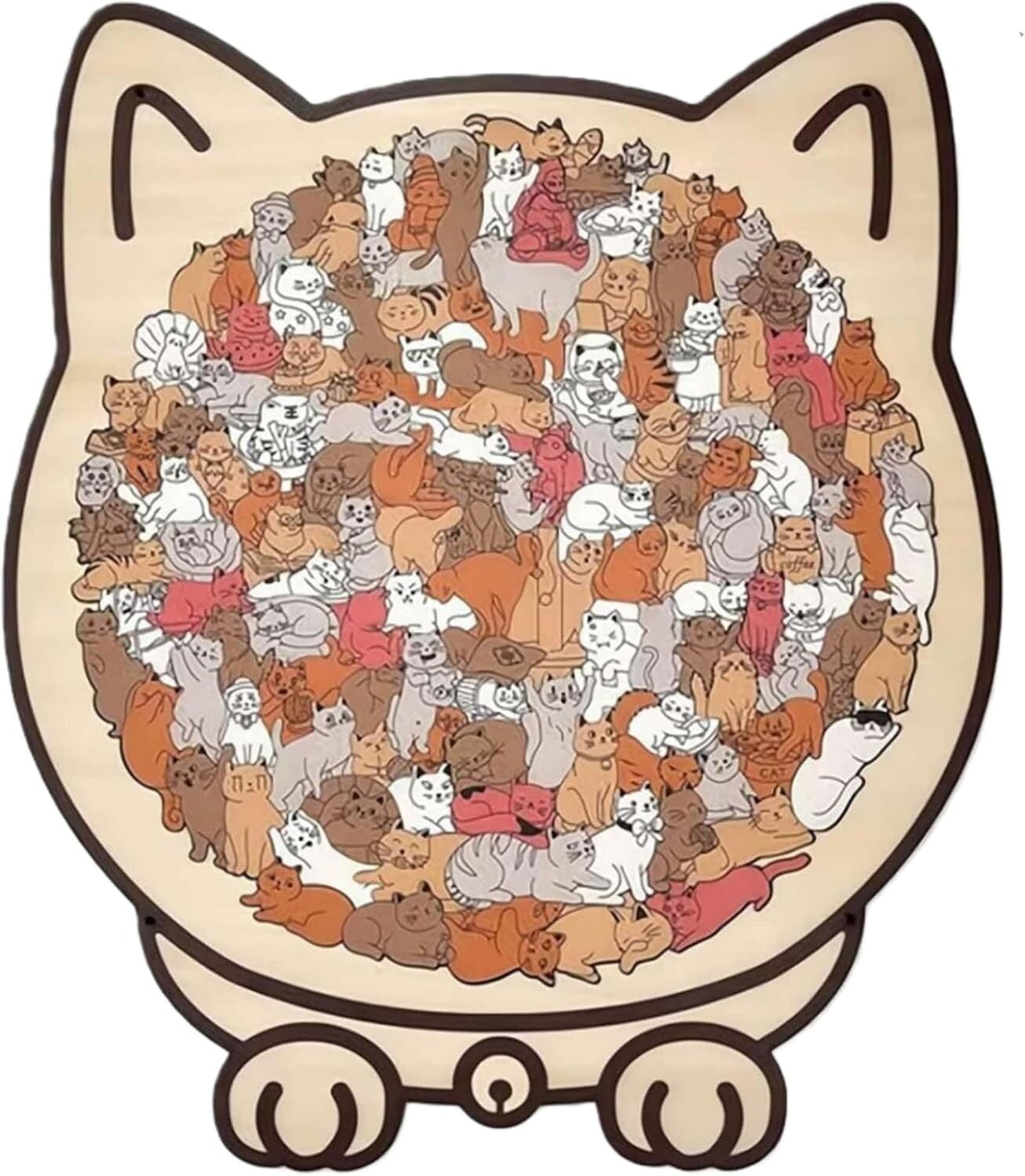 135-Piece Colored Cat Shaped Wooden Jigsaw Puzzle,Cats Shaped Wooden ...