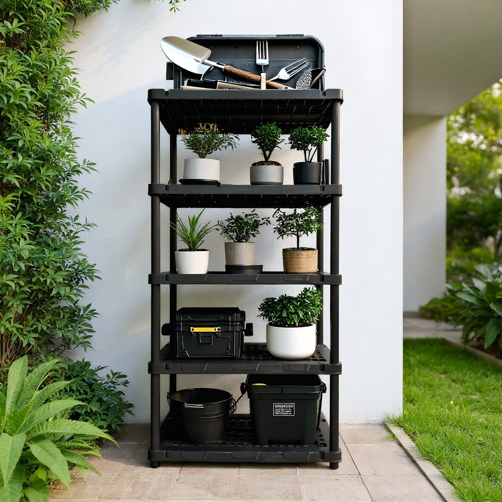 135-piece wall-mounted storage system includes multiple storage bins ...