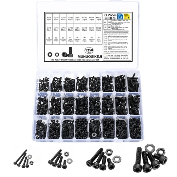 1350 Pcs M2 M3 M4 M5 Bolts and Nuts Set, Hex Nuts and Bolts Set, Hex ...