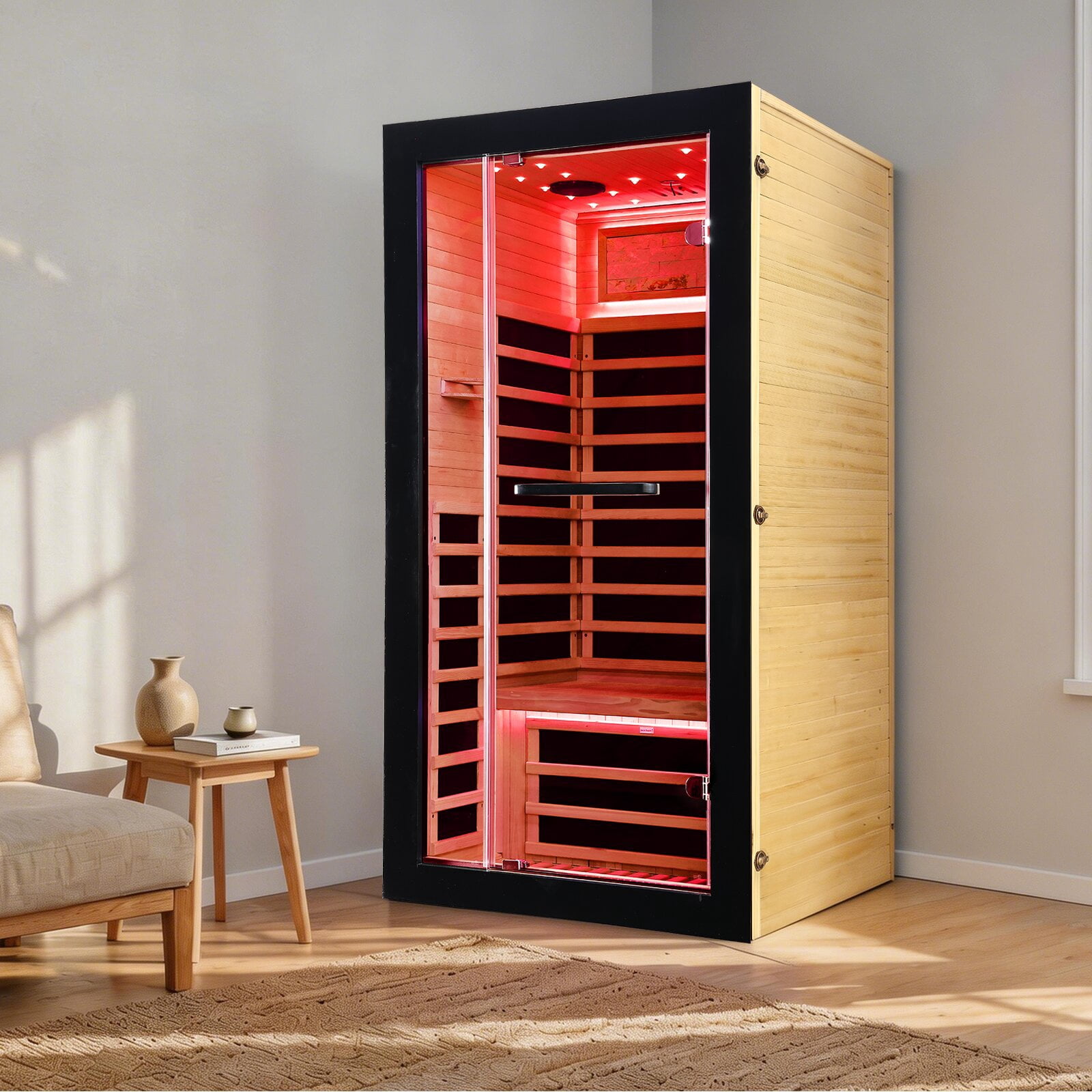 1350w Far Infrared Sauna For 1 Person Wood Home Sauna With Starry Sky