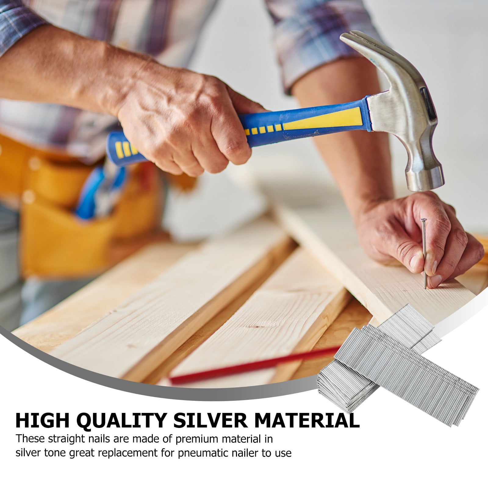 1600pcs Silver Brad Nails for Home Use Straight Zinc Plated Nails ...