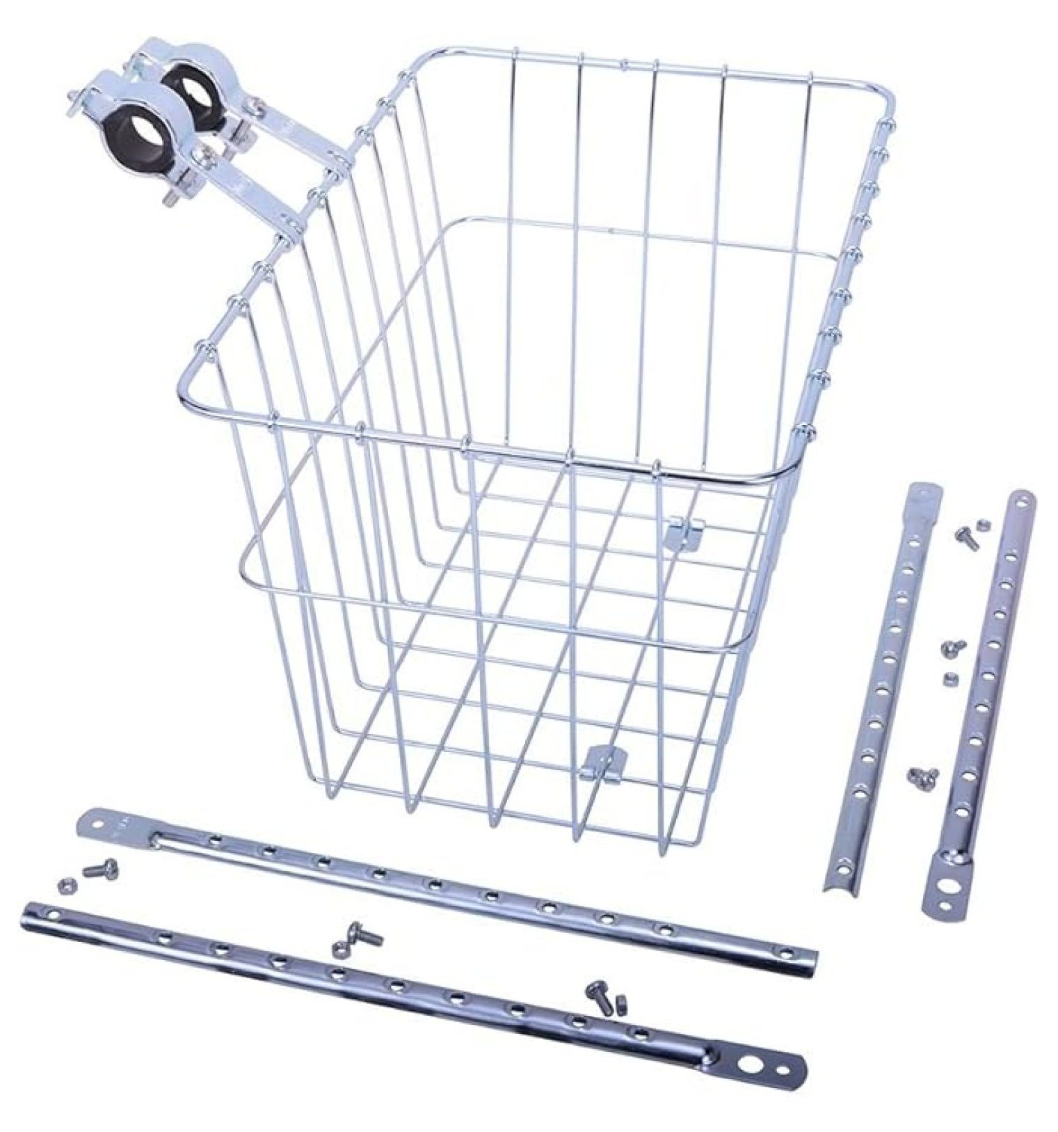 , #1352 Grocery Basket Silver - Now with 2-Piece Handlebar Clamps To ...