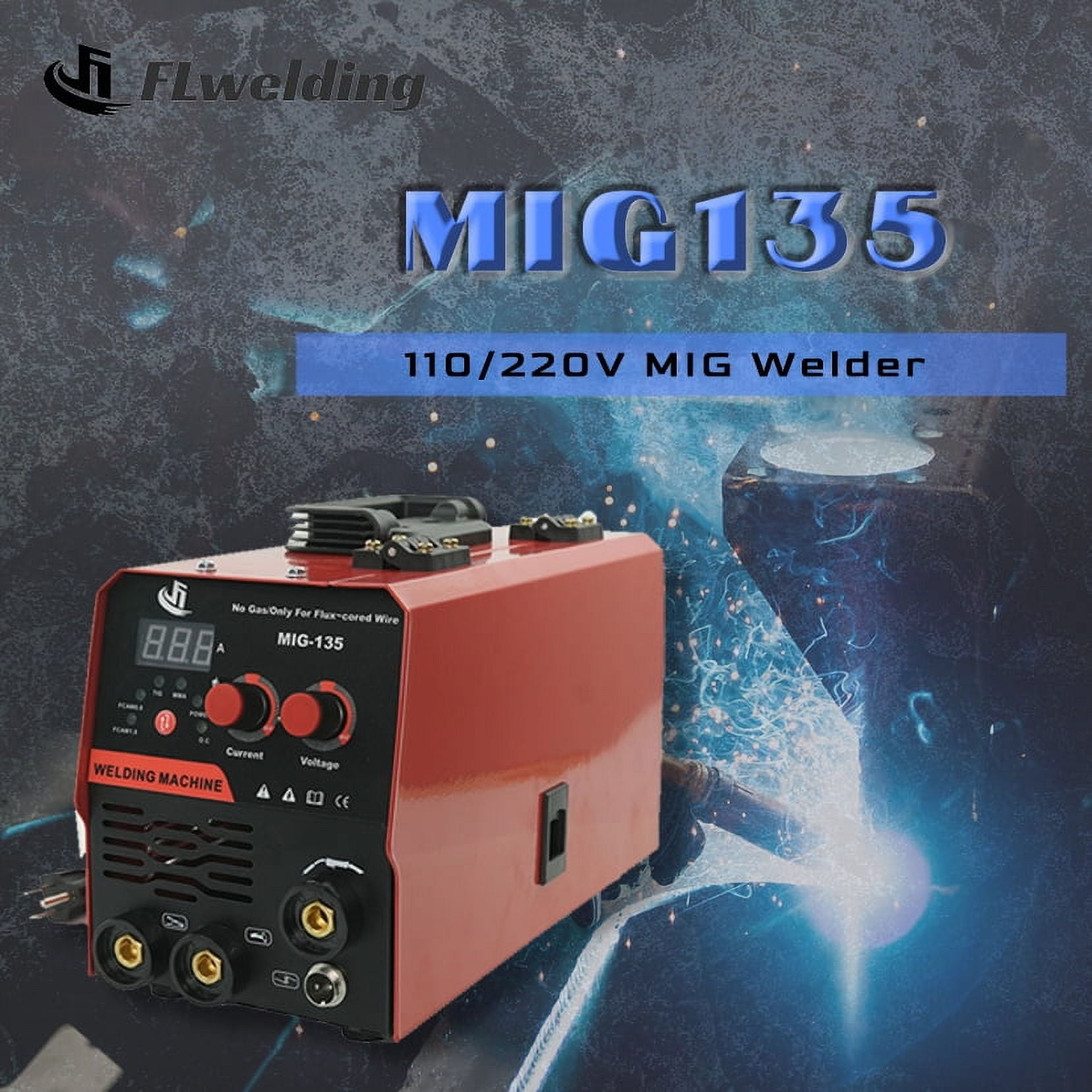 Autovo 135A MIG Welder, 110/220V Flux Core IGBT Digital Display Welding ...