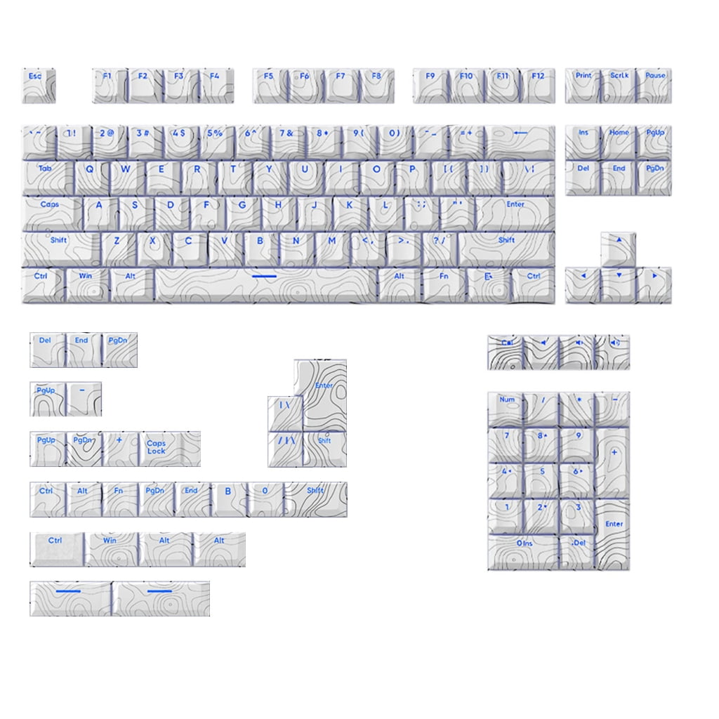 PBT Transparents Line Original Height Keycaps 135Keys Dye Subbed Shine ...