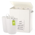 135L Large Laundry Hamper with Lid, 2 Section Beige Laundry Sorter ...