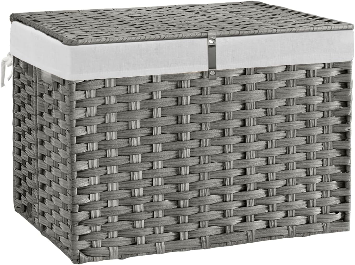 135L Wicker Storage Basket with Lid, Handwoven Large Shelf Basket with ...