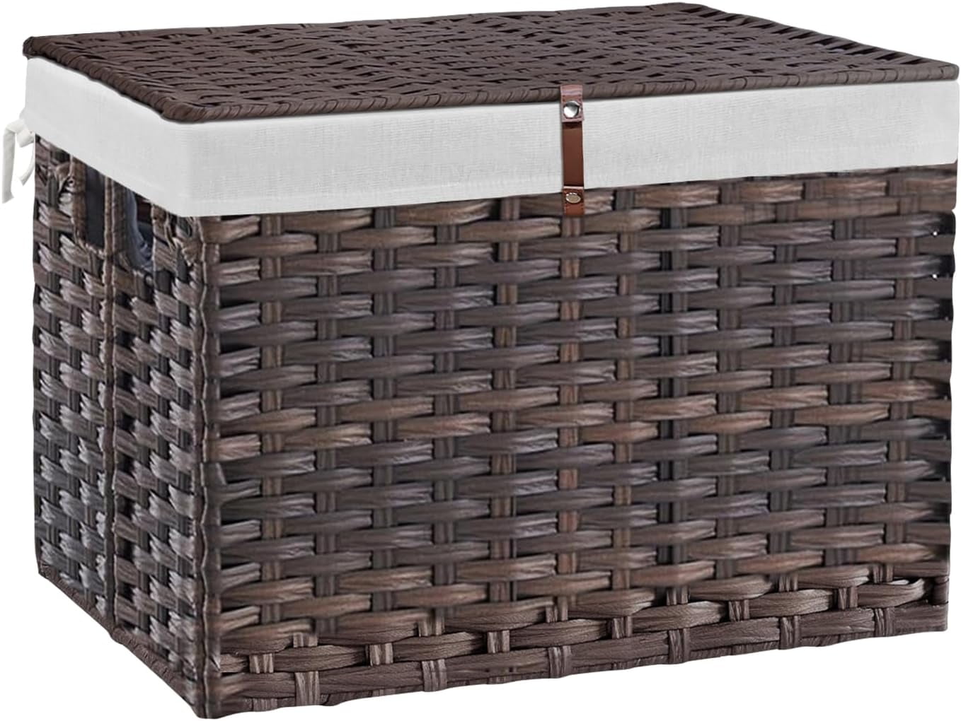 135L Wicker Storage Basket with Lid, Handwoven Large Shelf Basket with ...