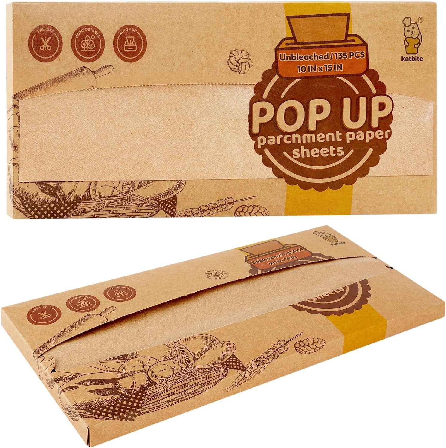 135Pcs 45 gsm Pop-Up Parchment Paper Sheets, Heavy Duty & Non-stick ...