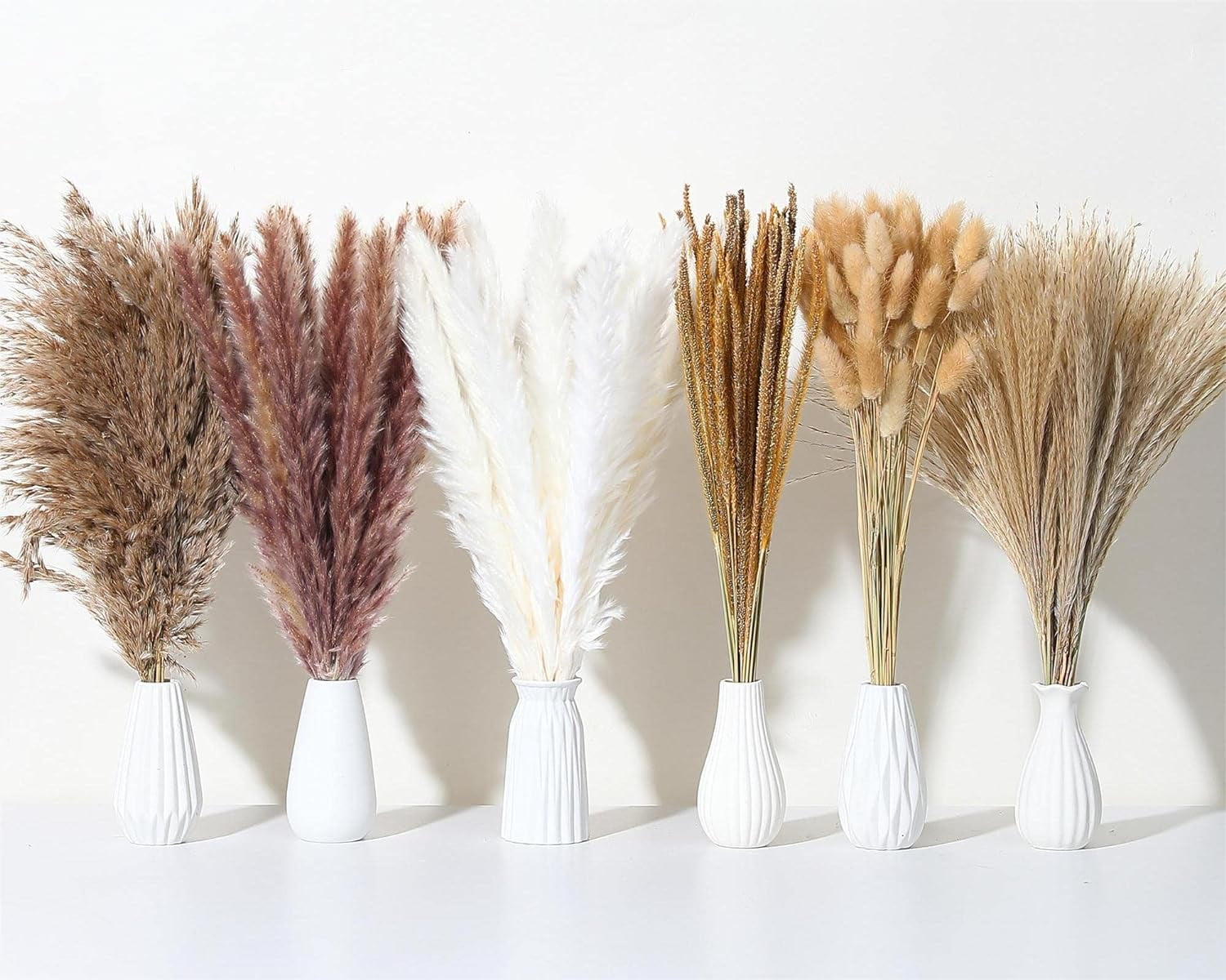135Pcs Dried Pampas Grass Decor, Boho Home Decor, Mini Bunny Tails ...
