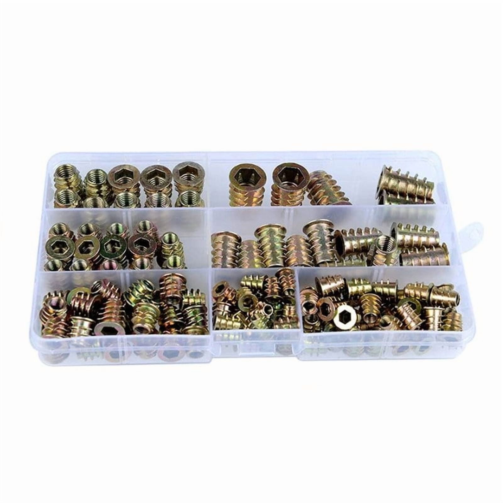 135Pcs/Set M4 M5 M6 M8 M10 Threaded Hex Driver Wood Screw Inserts Nuts ...