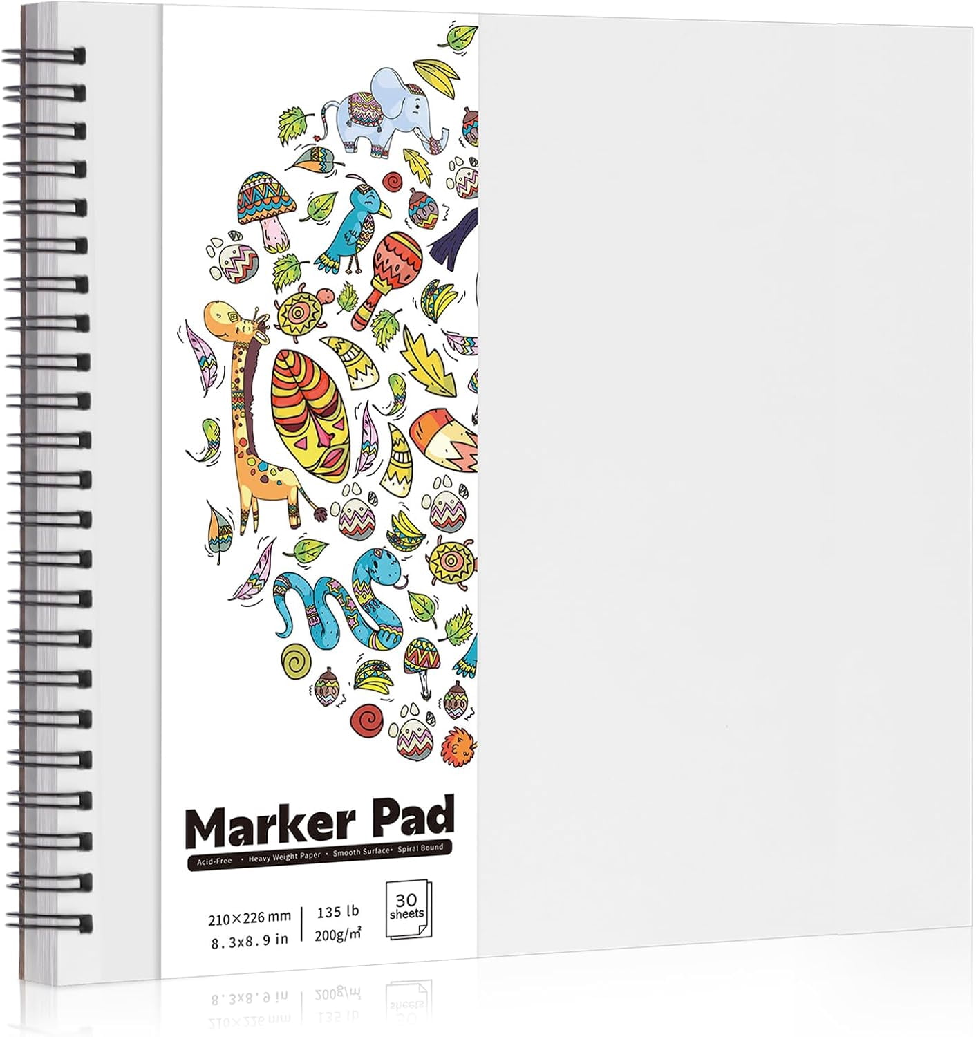 135lb/200gsm Marker Paper Pad, 8.3×8.9in Double Sided Bleedproof Sketch ...