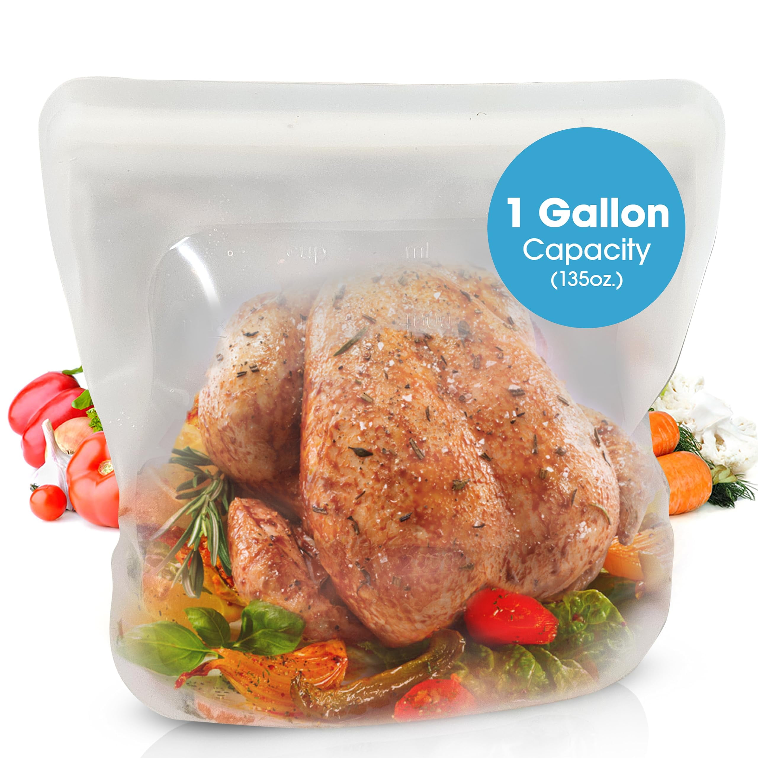 135oz. XXL Reusable Silicone Bag - 1 Gallon Freezer Bags for Food ...