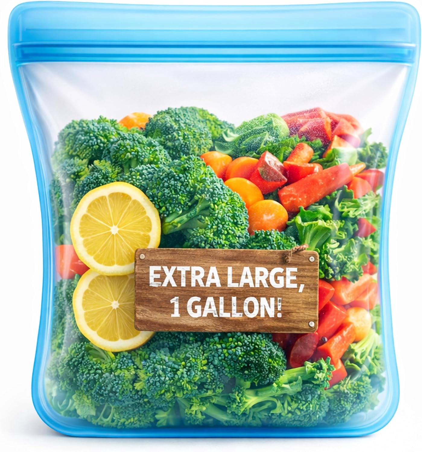135oz. XXL Reusable Silicone Bag - 1 Gallon Freezer Bags for Food ...