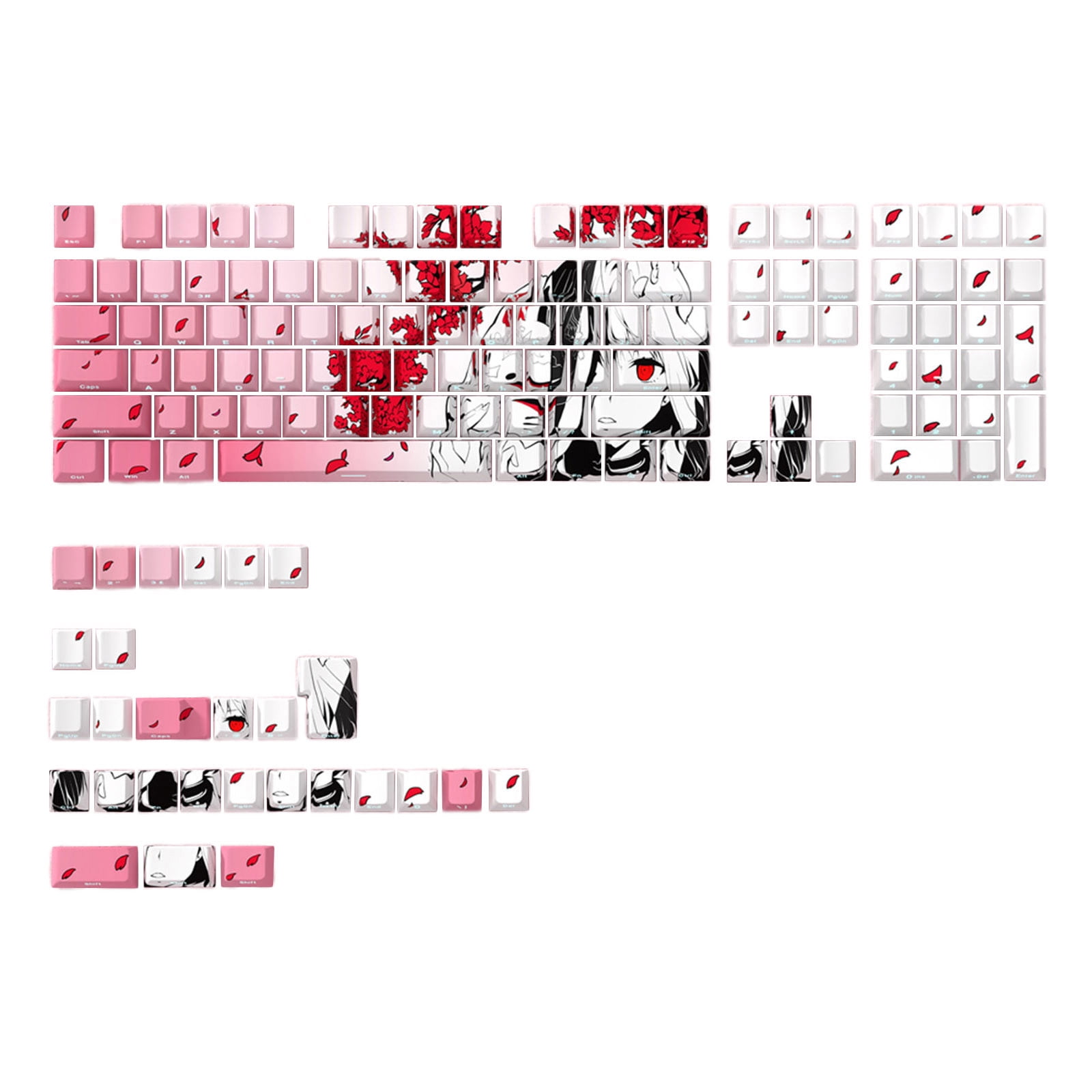136 Key Keycap Set, Side Print Translucent Keycaps Ergonomic for Gaming ...