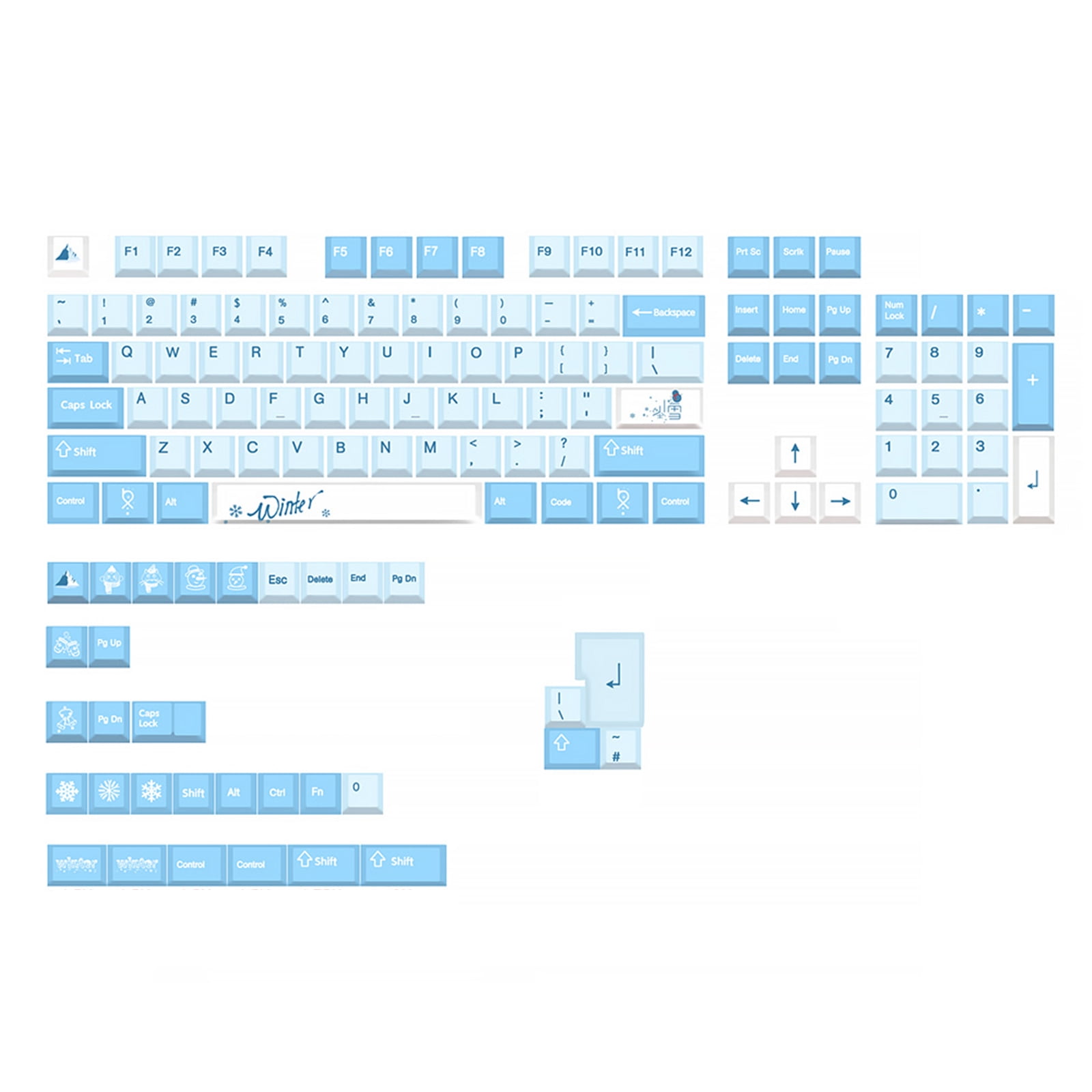 136 Keys/set Cherry Profile Winter Snow Keycap PBT Dye Sublimation for ...