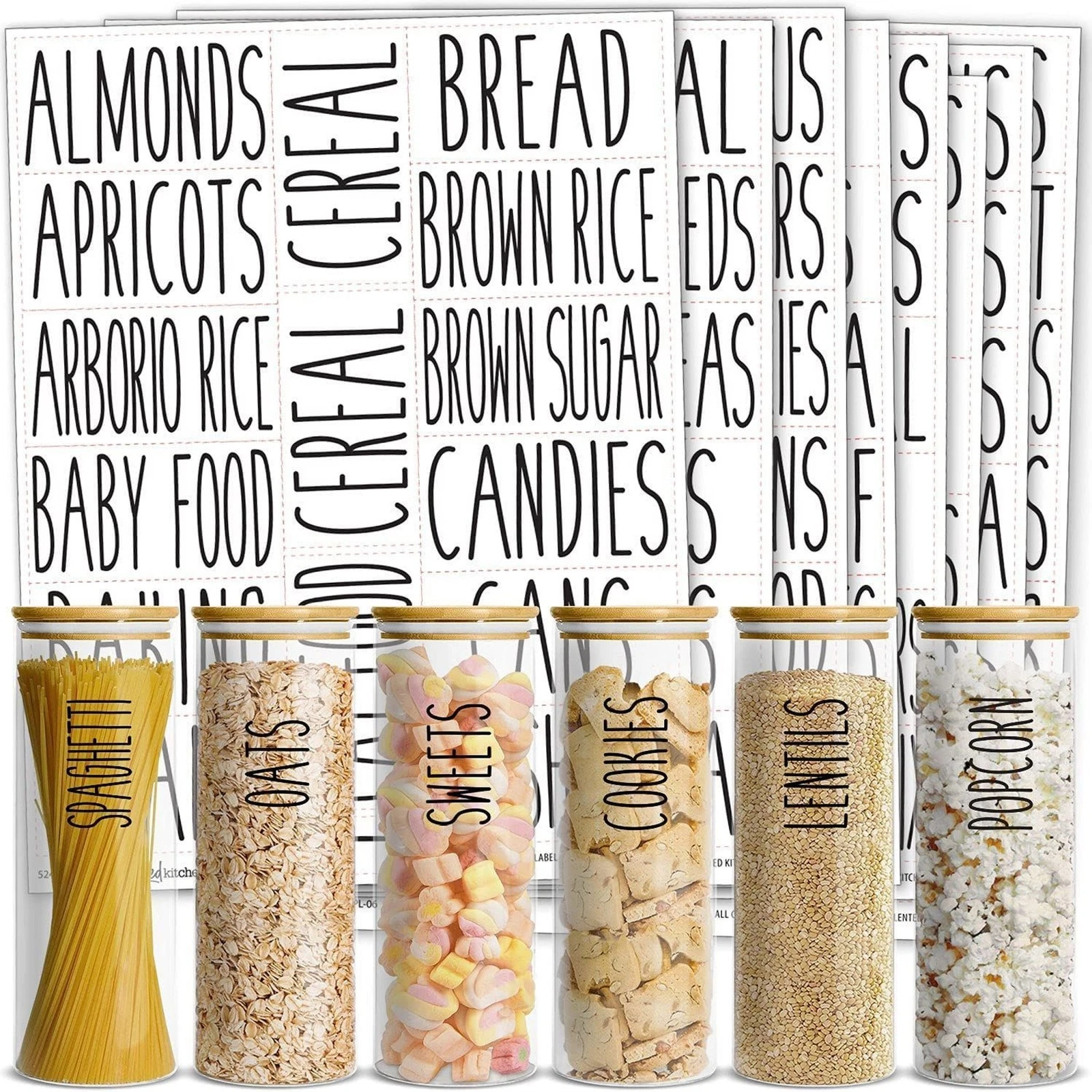 136 Pantry Labels For Food Containers, Preprinted Clear Kitchen Labels ...