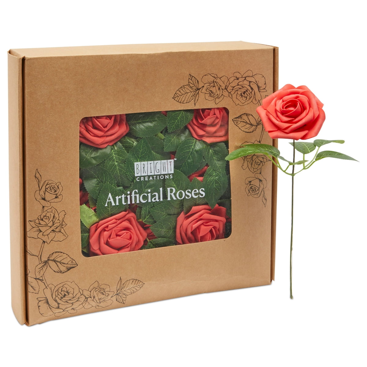 Walmart 136-Pc Artificial Flowers Kit: 60 Red Foam Roses, 60 Stems, 16 ...