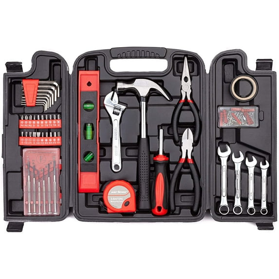 136 Piece Tool Set General Household Hand Tool Kit with Plastic Toolbox ...