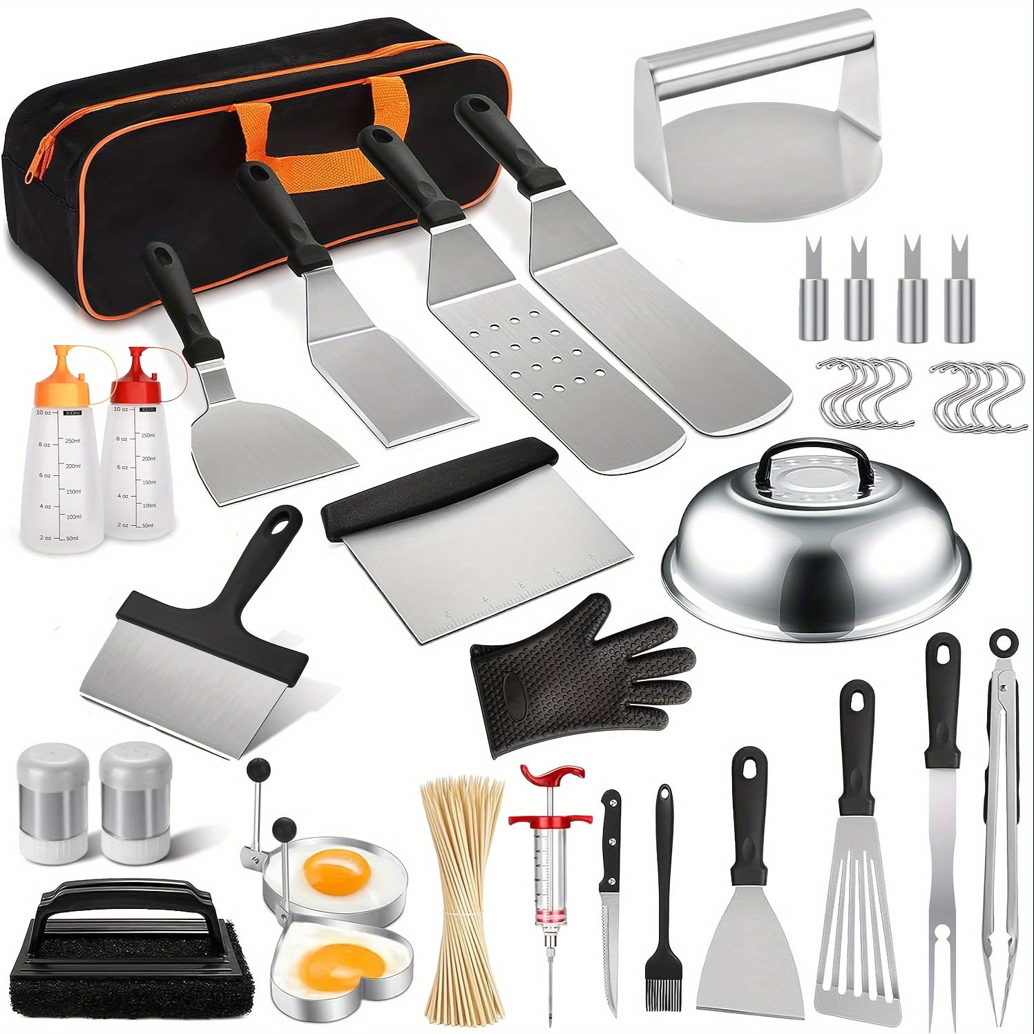 136-piece tray kit -tray tools are ideal for grilling, flat top grills ...