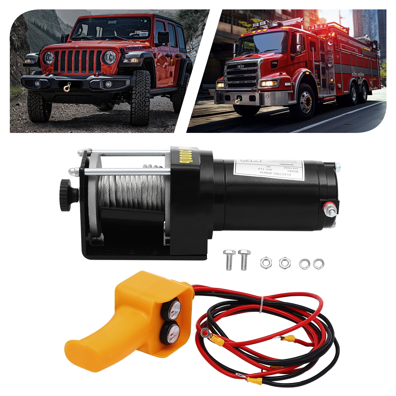 1360.78kg/3000lbs Winch Wired Control Car Electric Towing Lifting Winch ...