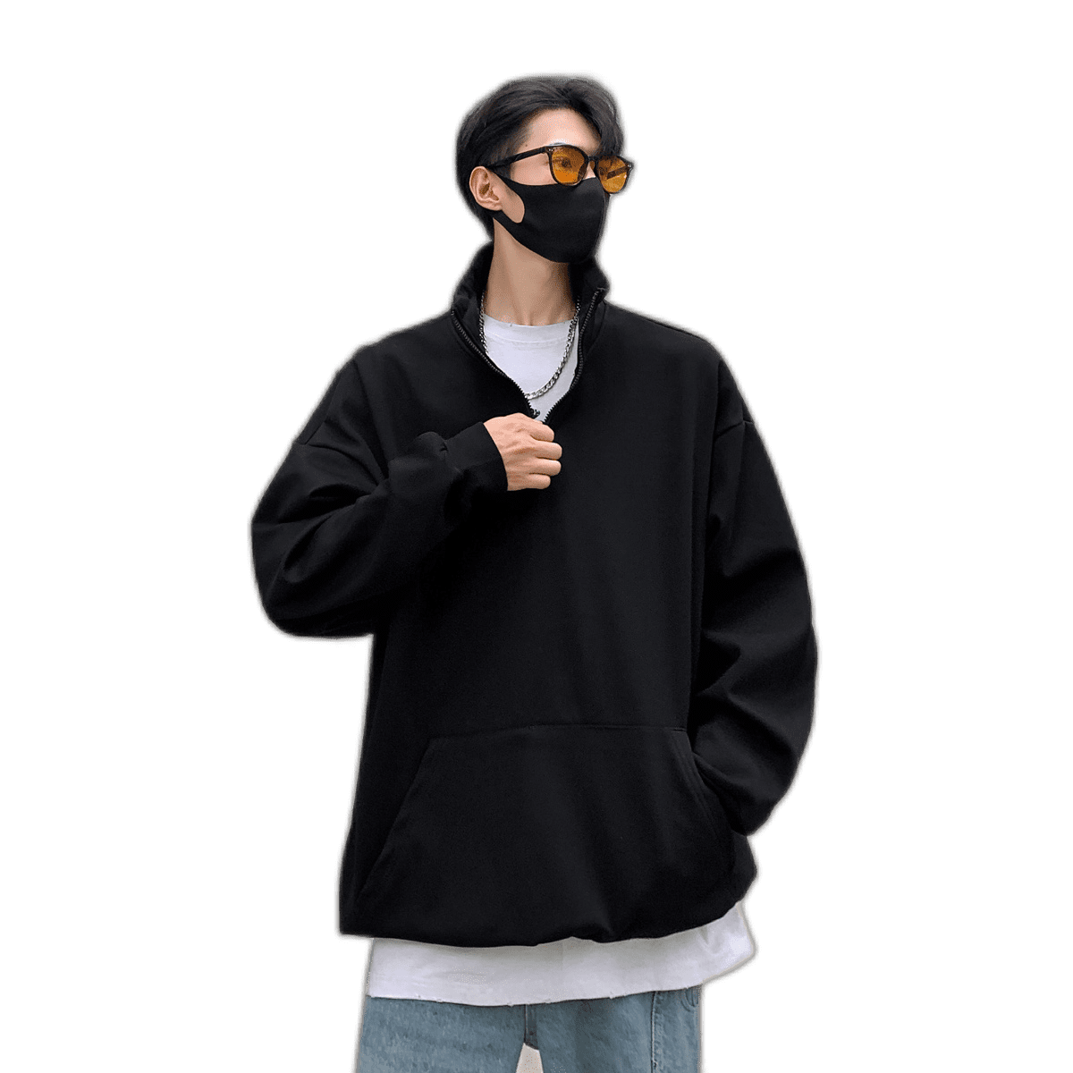 1360 Grams Of Heavy Punch Jacket Inner Bile Semi -Zipper Lapel Polo ...