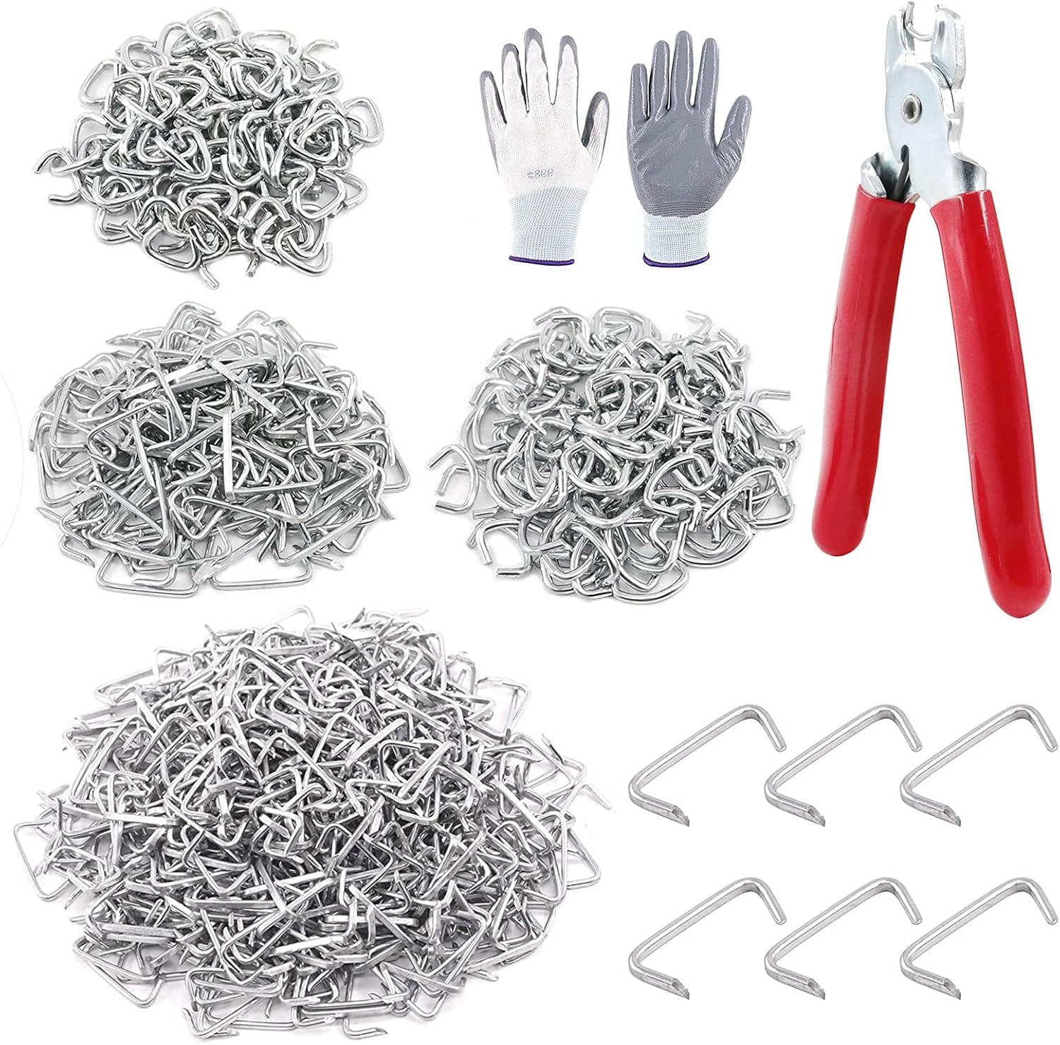 1360Pcs 3/4" 1/2" 3/8" Galvanized Hog Rings with Straight Hog Ring ...