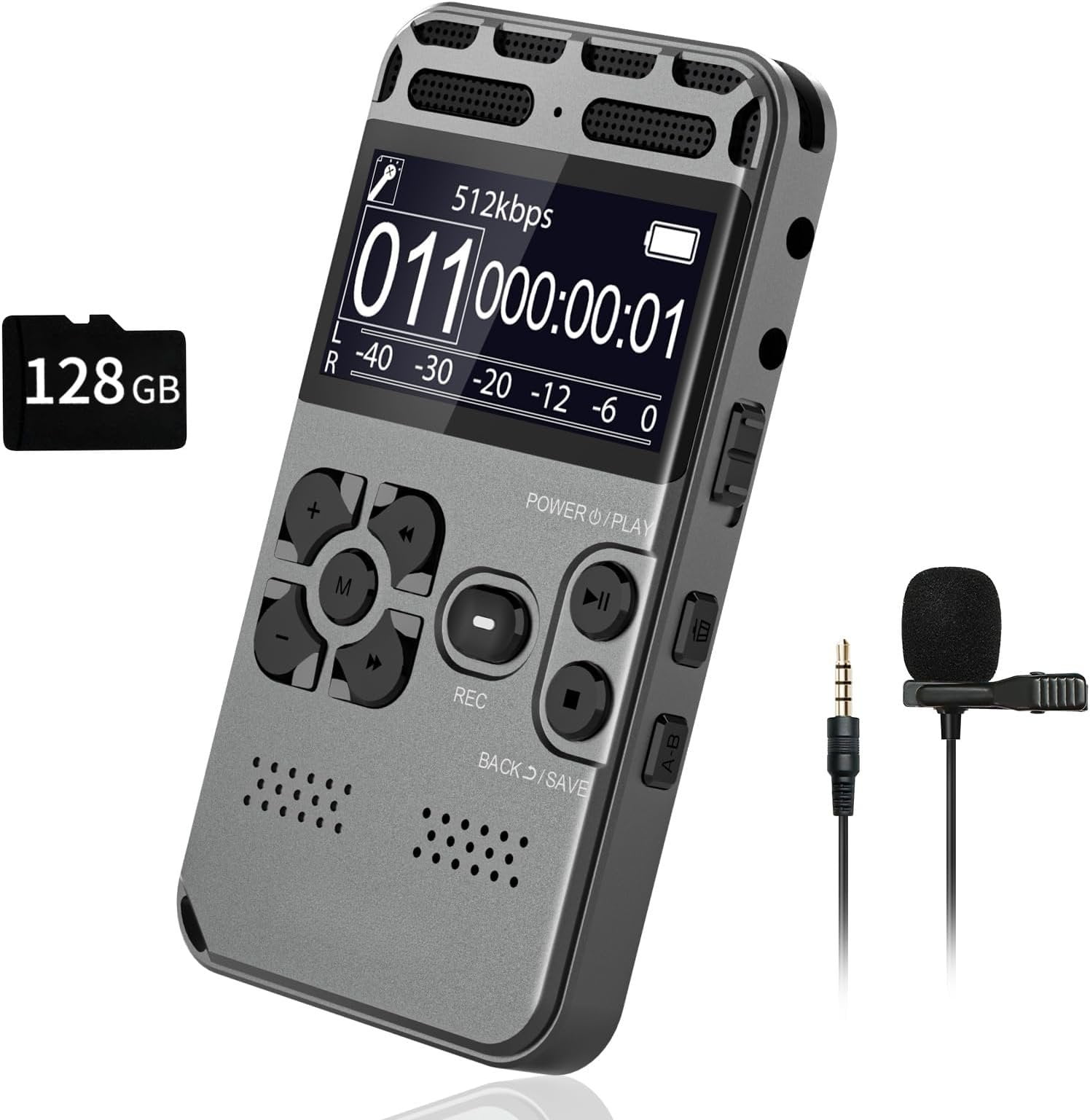 136GB Digital Voice Recorder with Playback, 1536Kbps Dual Microphone ...