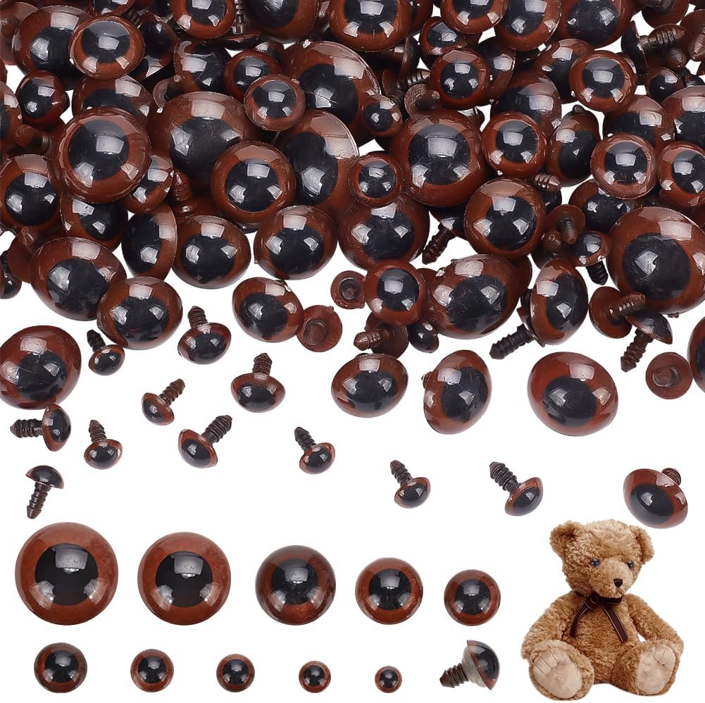 136PCS Plastic Safety Eyes 10~30mm Crochet Eyes Coconut Brown Crafts ...
