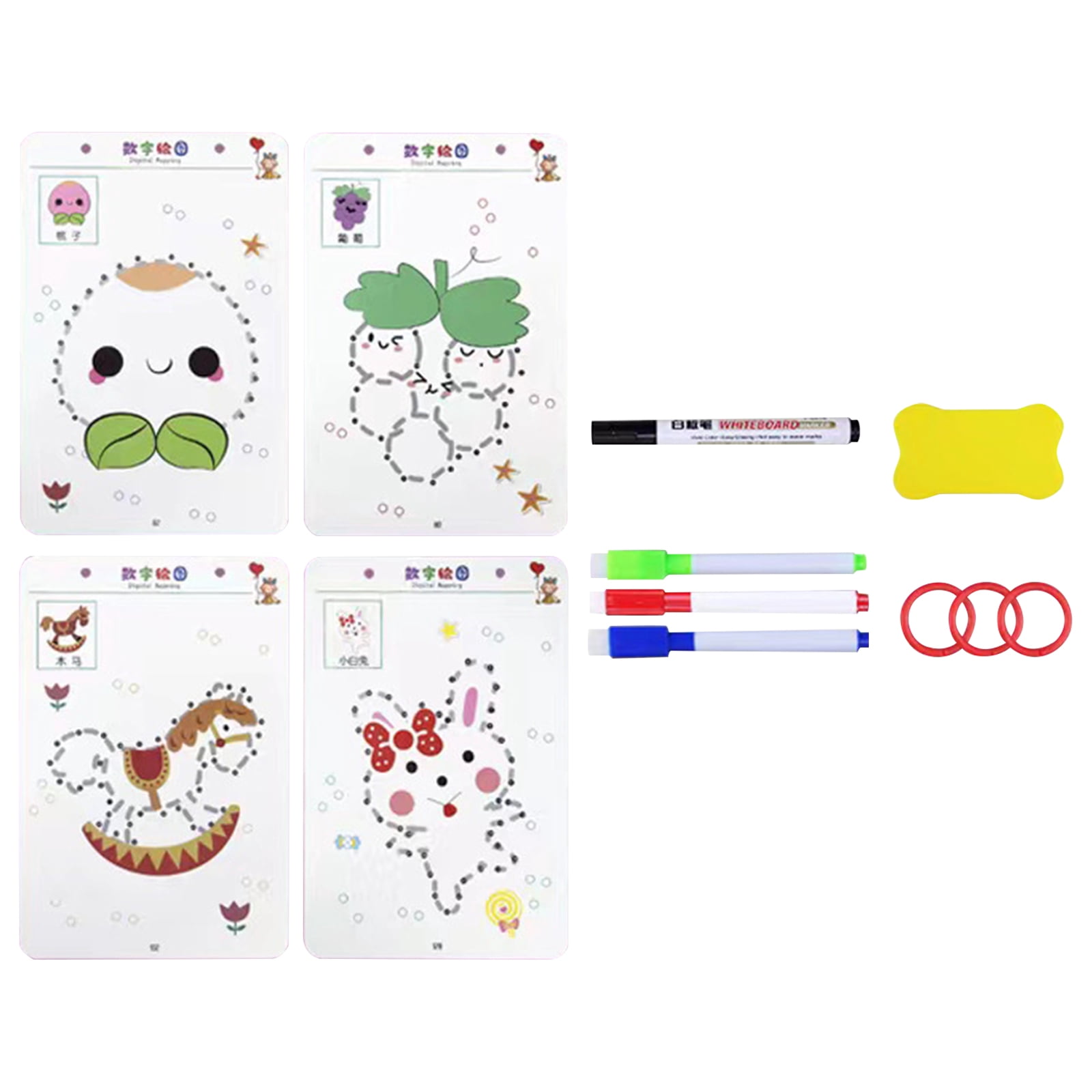 136Page Children Drawing Toy Pen Control Training Color Shape Math Game ...