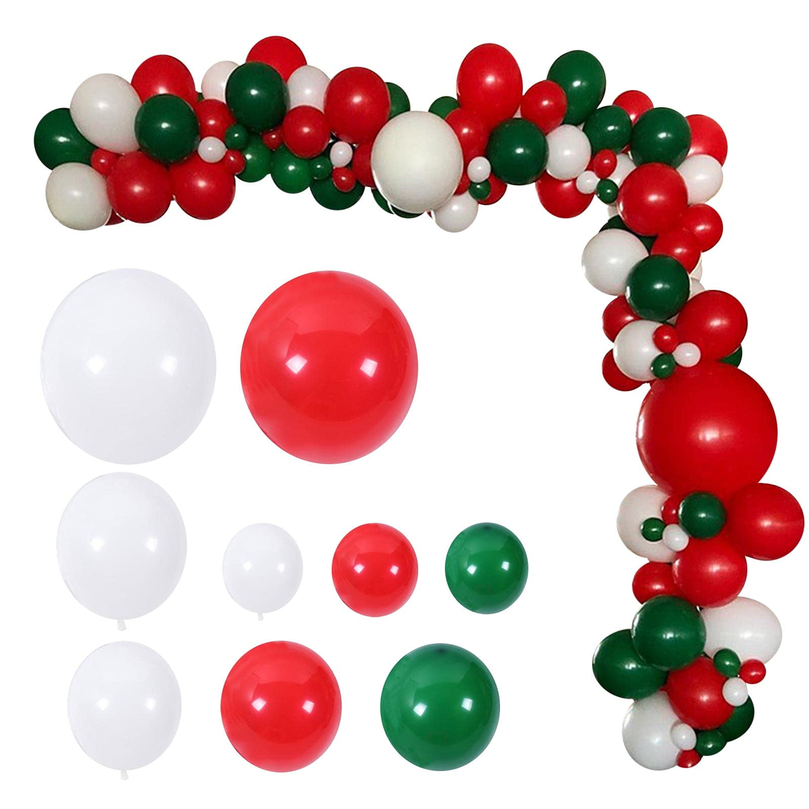 136pcs Red Green White Balloon Garland BSL1 Arch Kit- 5" 10" 12" 18" Red White Green Balloon for ...