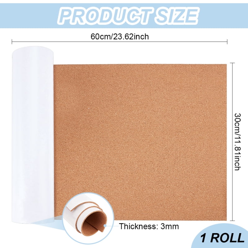 137.8x15.7 Inch Cork Board Roll 1mm Thick Rectangular Natural Cork ...