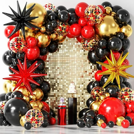 137Pcs Black and Gold Balloons Garland Arch Kit with Stars - 5 10 12 18 ...