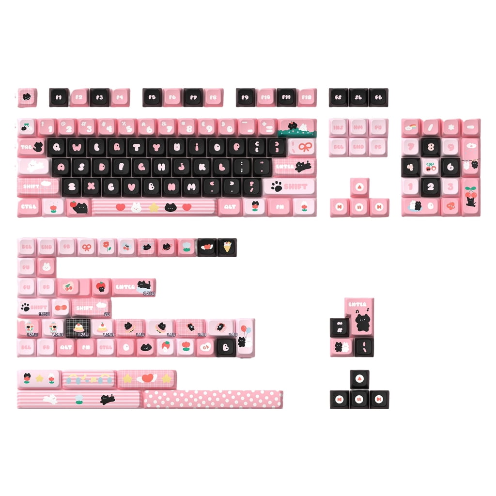 138/158 Key MDA Profile Black Cats Theme Keycaps Heat Sublimation ...