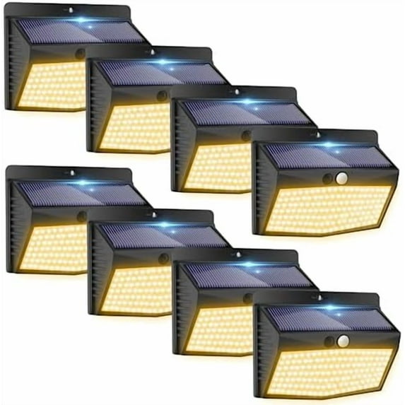 [138 LED/8 Packs] Solar Motion Sensor Lights Outdoor Waterproof with 3 ...