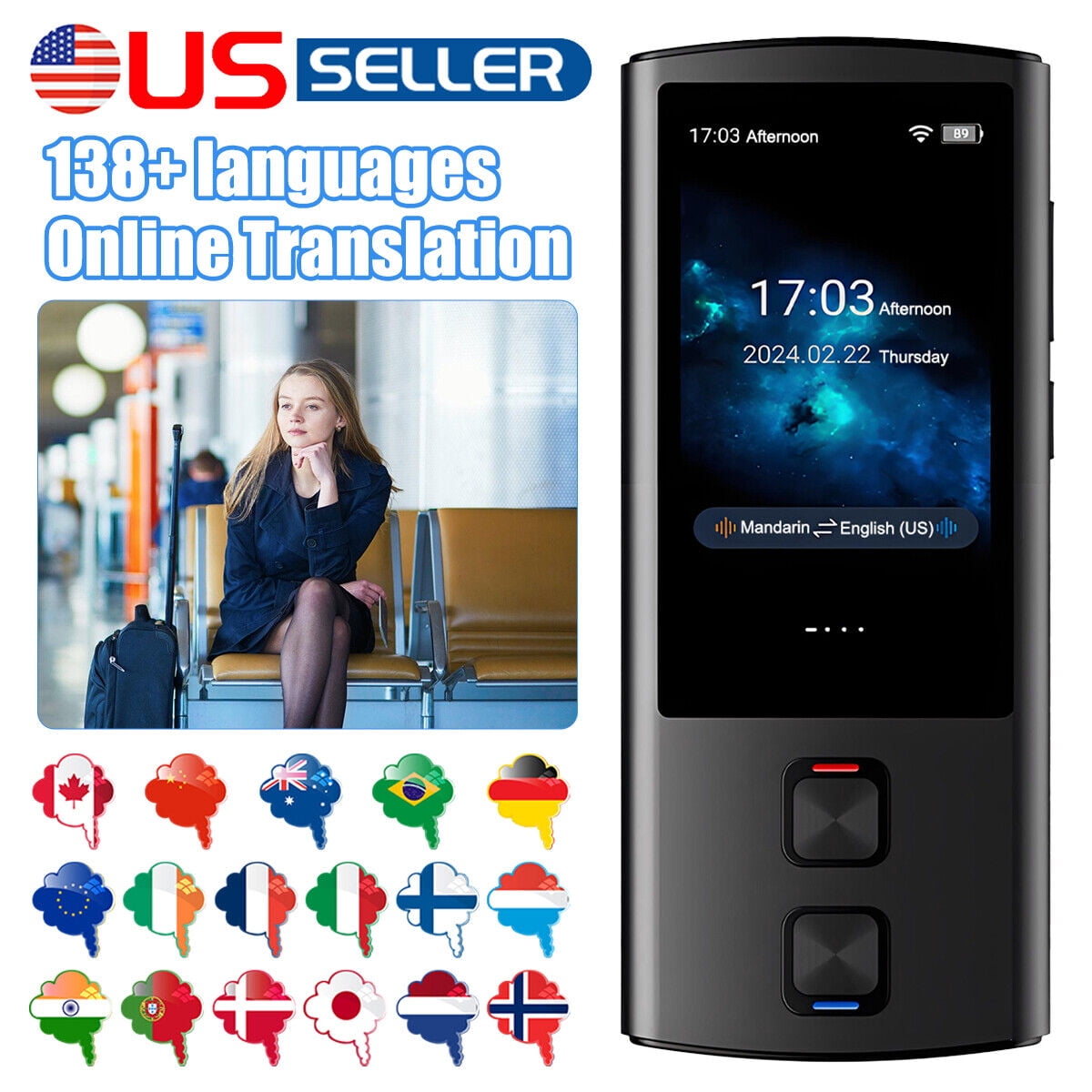 138 Language Offline Smart Translator Voice Wifi Translation Bluetooth ...