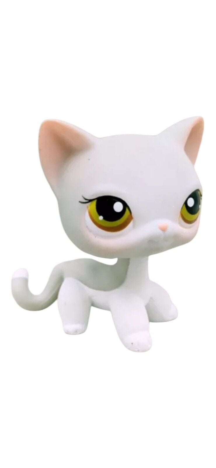 #138 Littlest Pet Shop Rare Grey White Short Hair Cat Limited LPS Green ...