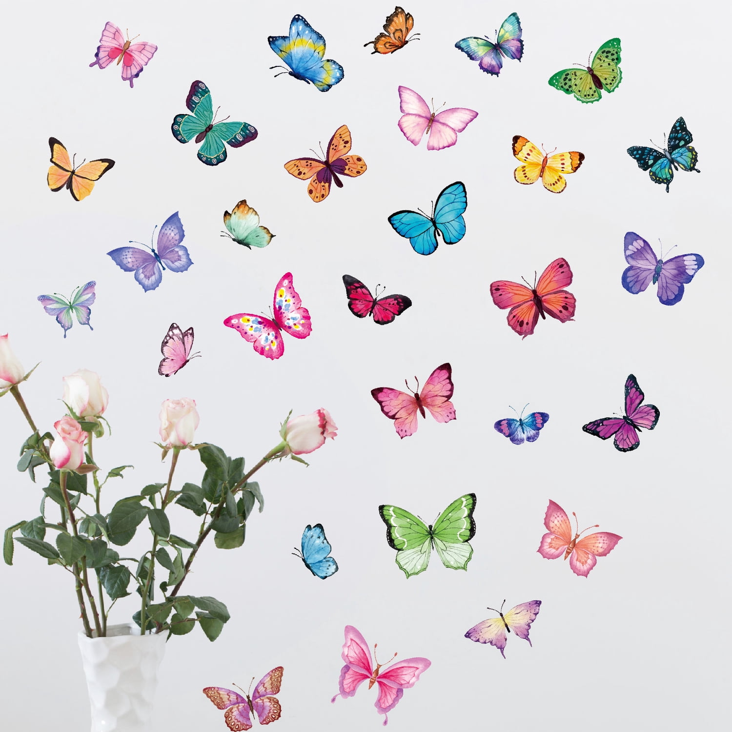 138 Pcs Colorful Butterfly Decals Vinyl Wall Stickers Peel and Stick ...