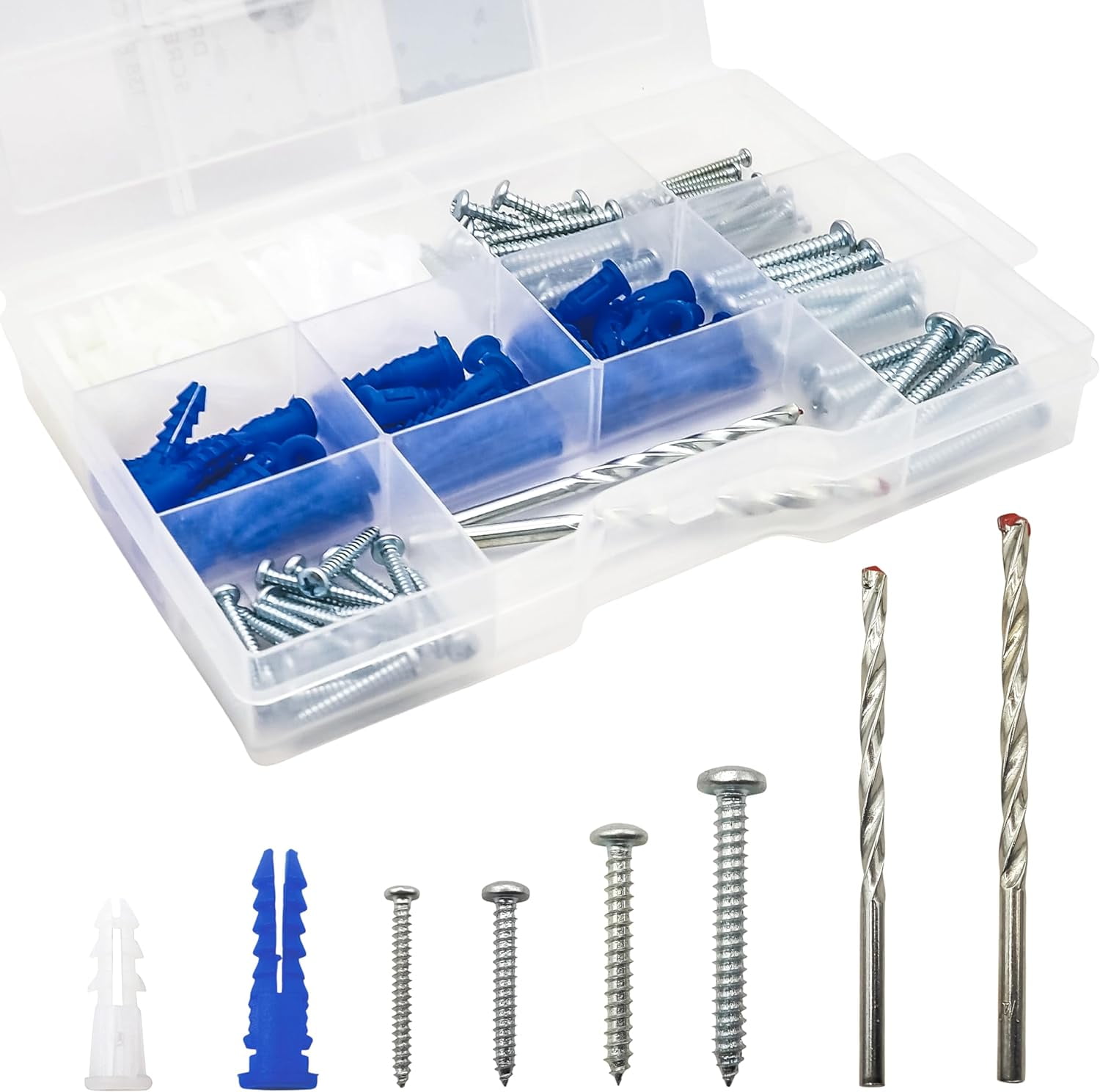 138 Pcs Wood Screw Assortment Kit with 4 Types of Screws and 2 Drill ...