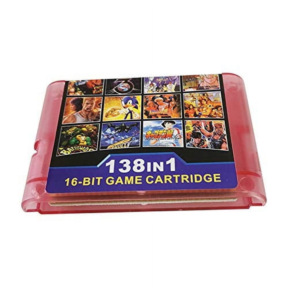 138-in-1 Game Cartridge for Sega Mega Drive Genesis Console (Pink ...