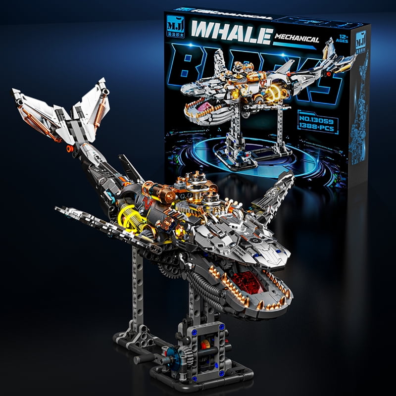 1388+pcs Mechanical Whale Building Blocks MOC Sea Life Model Animal ...