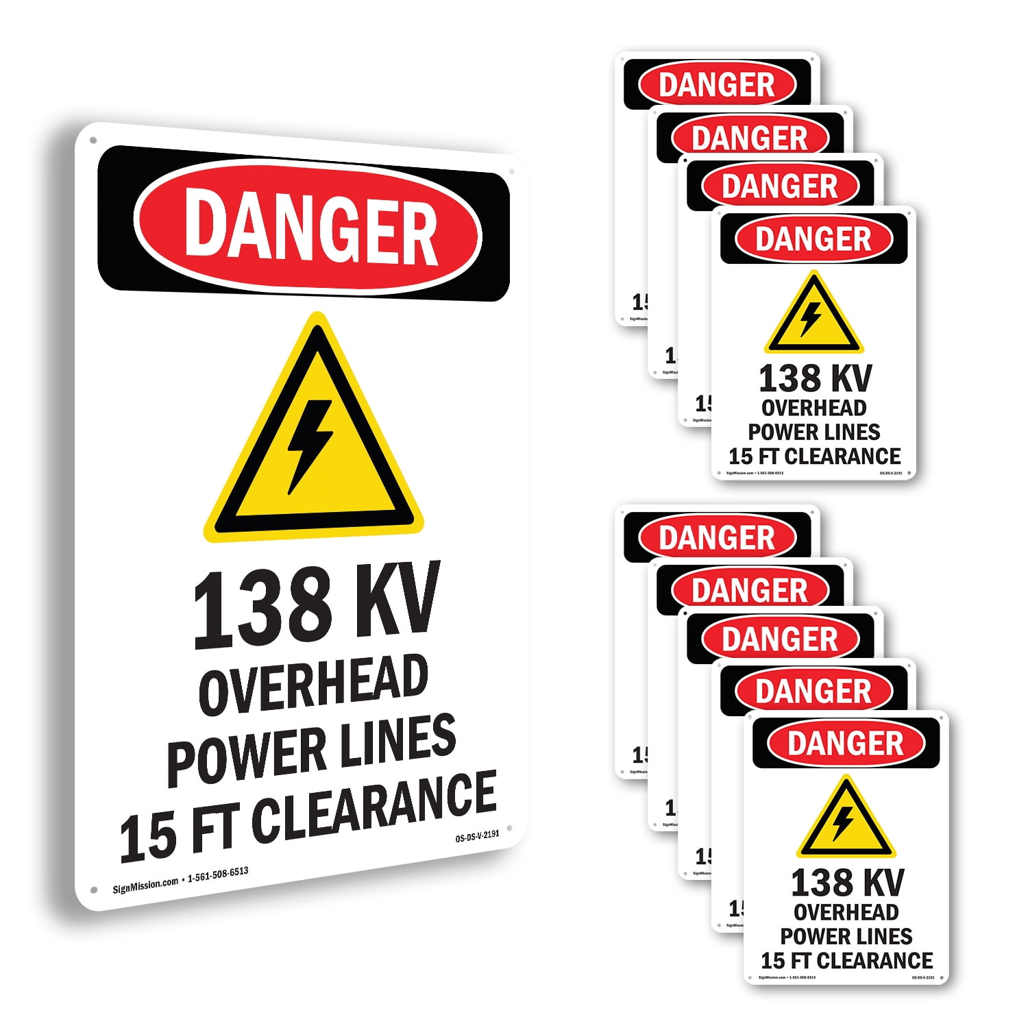 138KV Overhead Power OSHA Danger Aluminum Sign 10 Inch x 7 Inch - 10 ...