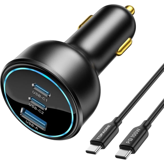 138W USB C Car Charger, 3-Port Super Fast Car Phone Charger Accessories ...