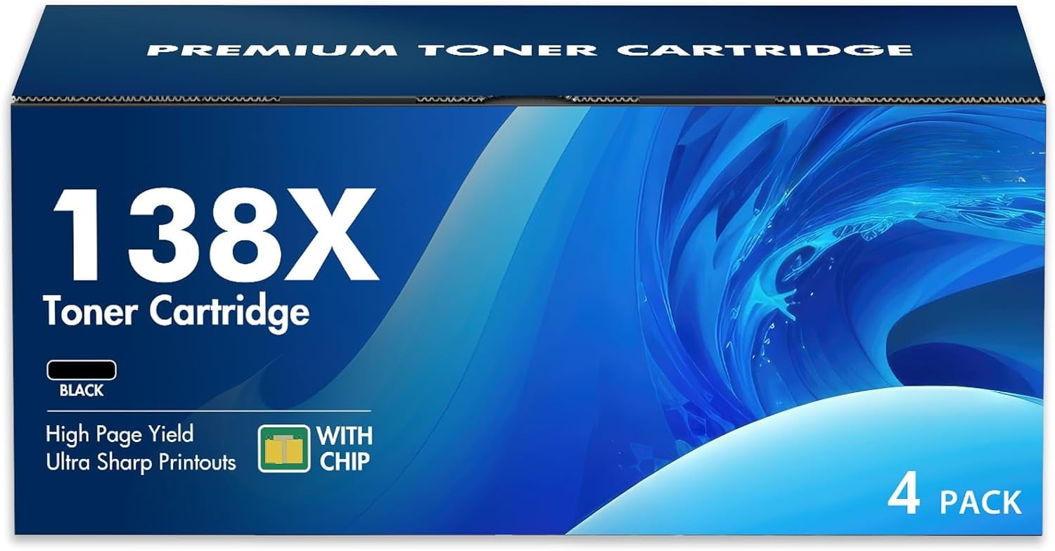 138X Black High Yield Toner Cartridge 4 Pack: Compatible Replacement ...
