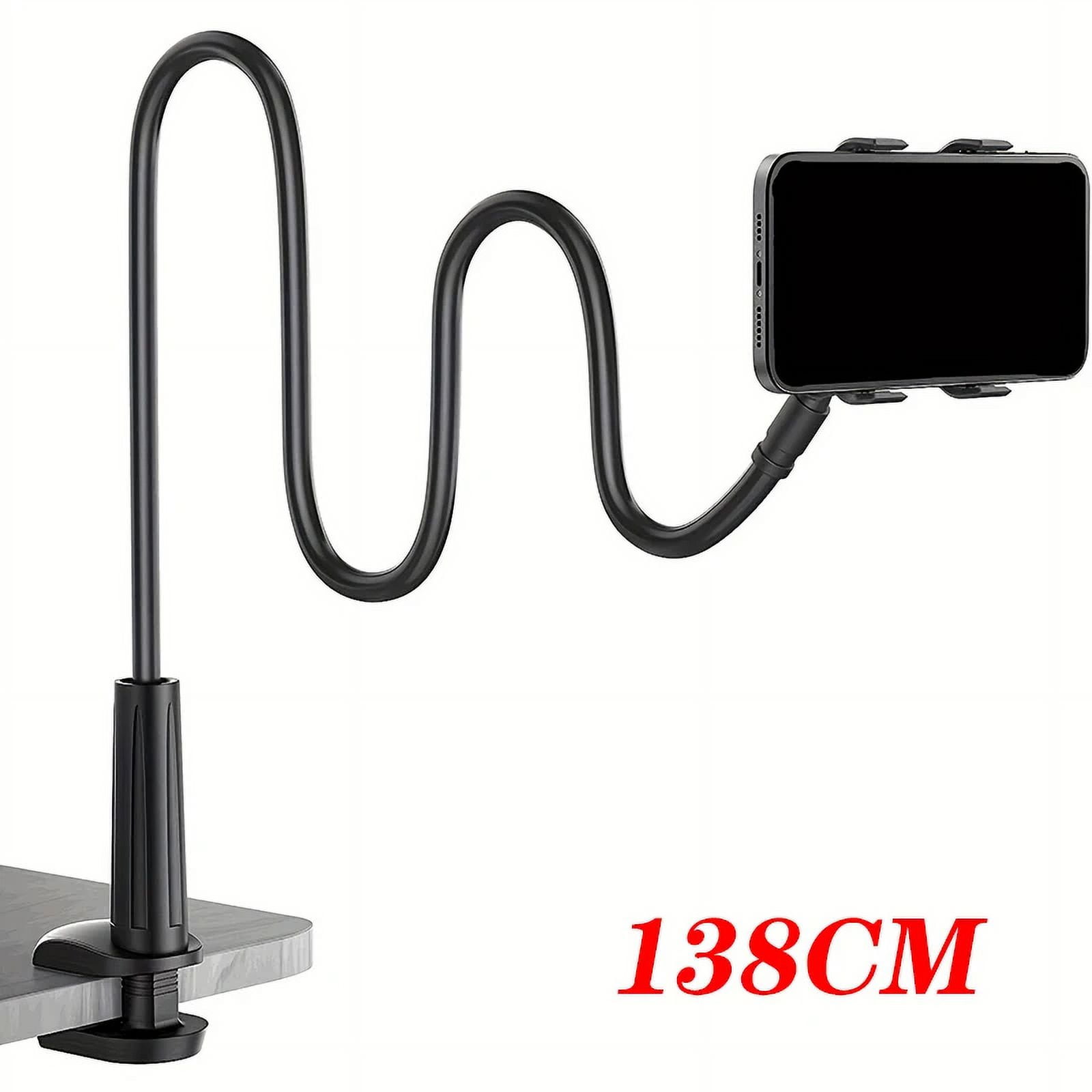 138cm Cell Phone Clip on Stand Holder with Grip Flexible Long Arm ...