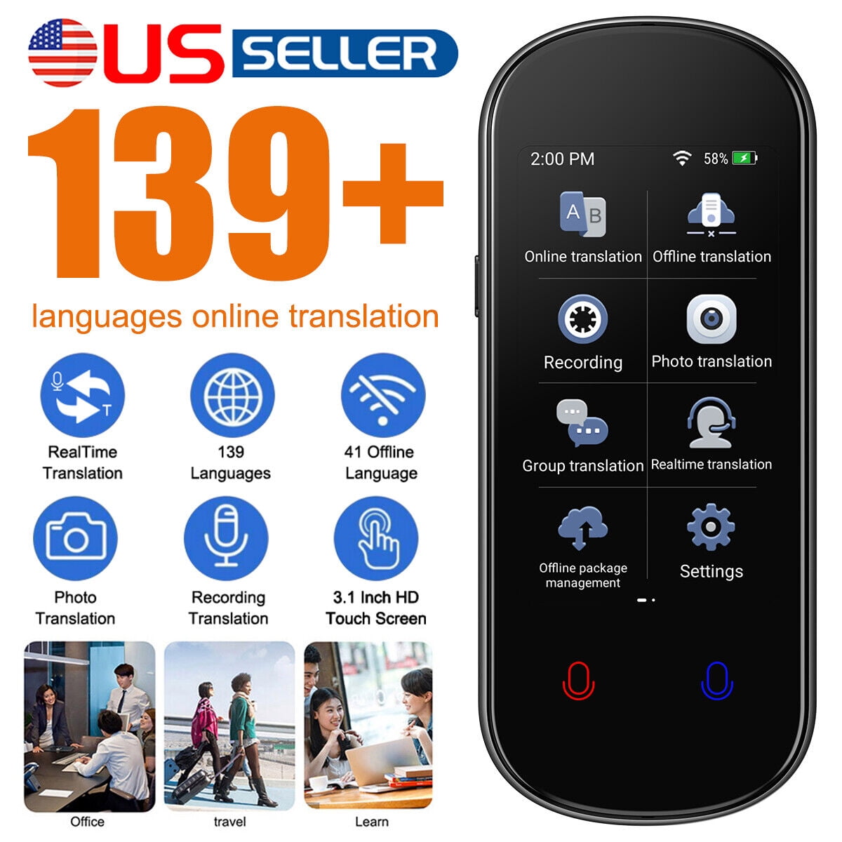 139 Language Translator Device Smart Two-Way Instant Voice Photo Translation - Walmart.com