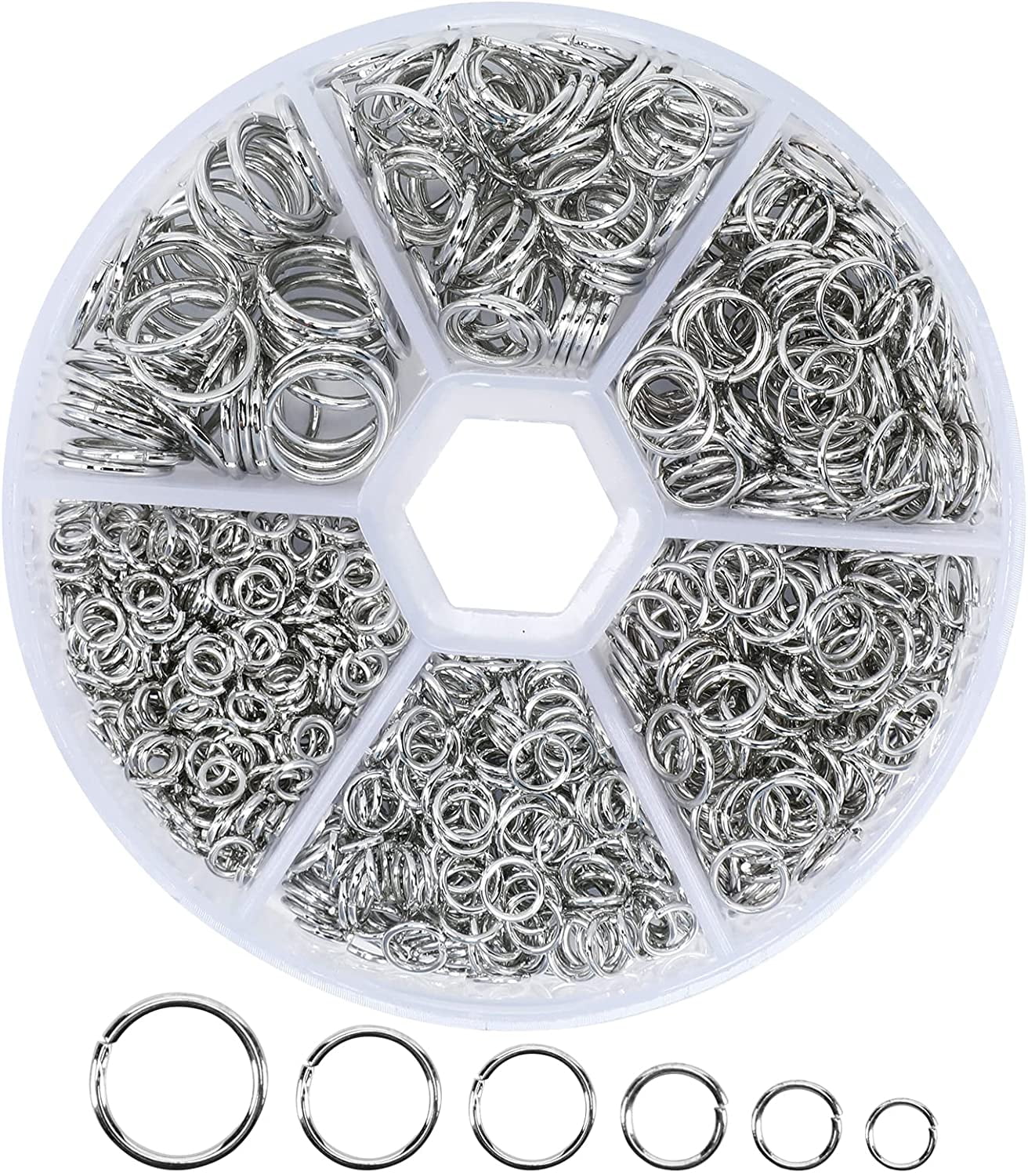 1390Pcs O Ring Connectors Metal Open Jump Rings Set 304 Stainless-Steel ...