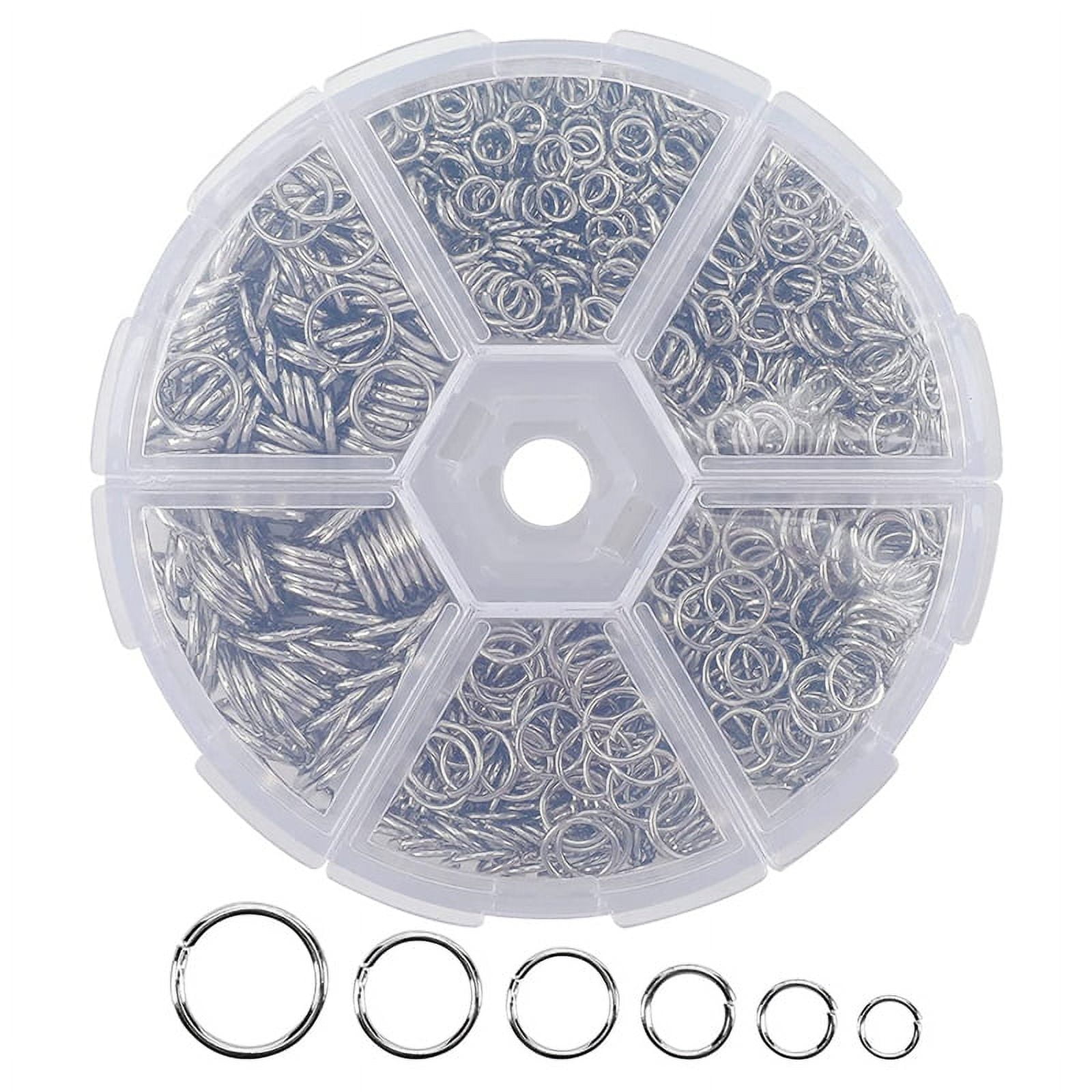 1390Pcs Silver Metal Open Jump Rings Set for DIY Crafts Findings, Small ...