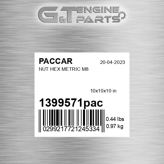 1399571PAC NUT HEX METRIC M8 fits Paccar (New OEM) - Walmart.com
