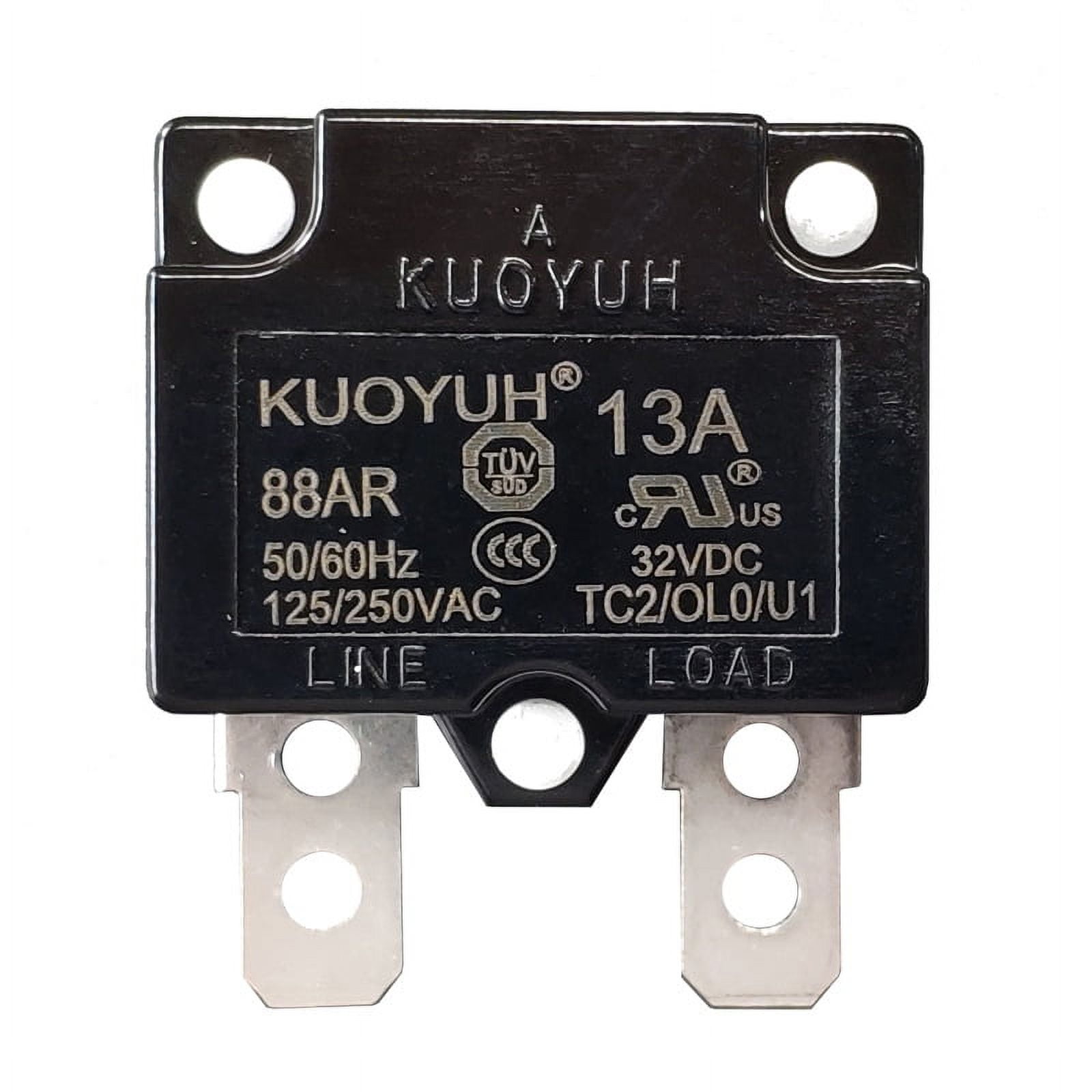 13A Circuit Breaker - KUOYUH 13 Amp 88AR Series Automatic-Reset Thermal ...